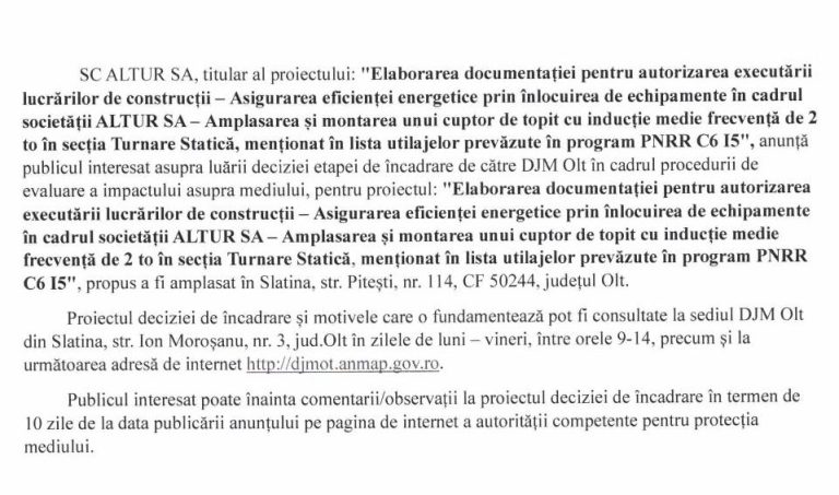 Anunț - Gazeta Oltului